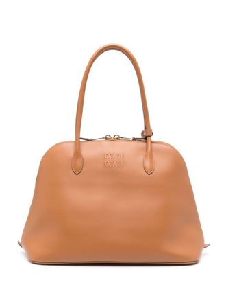 Miu Miu Shopper mit Logo-Prägung - Braun