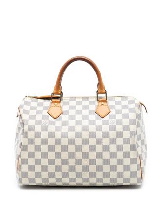 Louis Vuitton 2010 Damier Azur Speedy Boston-Tasche 30cm - Wei&szlig;