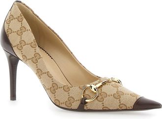 Gucci Horsebit Canvas Pumps - Brown