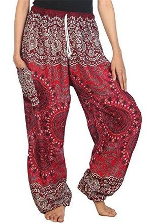 Lofbaz Femme Rose 2 Drawstring Harem G&eacute;nie Boho Pantalon Bourgogne S