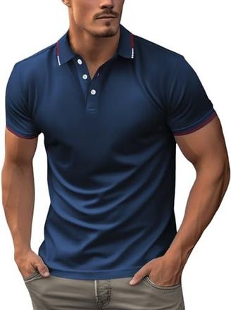 Generic Polo d&eacute;t&eacute; &agrave; manches courtes pour homme et adulte, l&eacute;ger, anti-humidit&eacute;, pour le golf, le travail, le travail, le travail, le travail, le travail, bleu