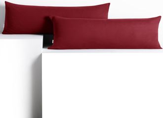 Decoking 2 Kissenbezüge 40x200 cm Jersey 100% gekämmte Baumwolle Reißverschluss Bordeaux Amber