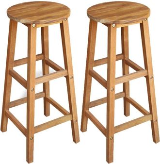 Festnight 2er Set Holz Hocker Barhocker Tresenhocker Bistrohocker Barstühle Massives Akazienholz 34 x 34 x 76 cm für den Innen- und Aussenbereich