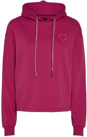 Pieces Pcchilli Ls Heart Hoodie Noos BC Maillot de survêtement, Cerise/détail : coeur et String en Lurex Ton sur Ton, L Femme
