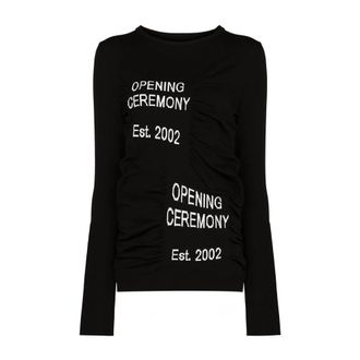 Opening Ceremony Box Logo Wrinkles Tech Top - - Tops - Damen - Schwarzk - M