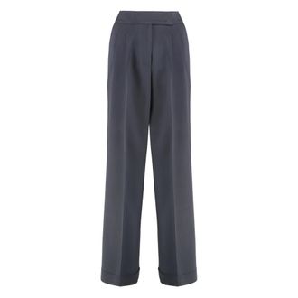 PESERICO Rayon Hose mit aufrollbaren B&uuml;ndchen und Taschen - - Trousers - Damen - Blau - M