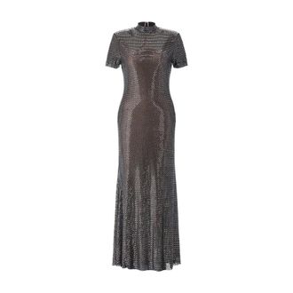 Self Portrait Rhinestone Mesh Midi-Kleid - - Dresses - Damen - Grau - L