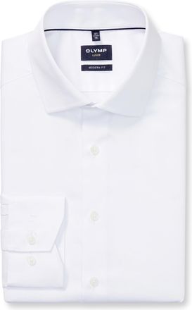 Olymp Herren Oberhemd Langarm Luxor,Satin,465 Modern Fit 20,19 Global Kent,Weiss 00,40