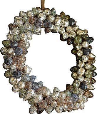 Loberon Kranz Azélisse, Design-Highlight, Harmonisch-Festliches Ambiente, Handgearbeitet, Mundgeblasen, Bauernsilber-Finish, Türkranz, Weihnachtsdeko, Glas, J