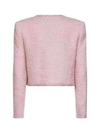 Self Portrait Womens Jacket Boucl&eacute; With Braided Trimmings, Pink