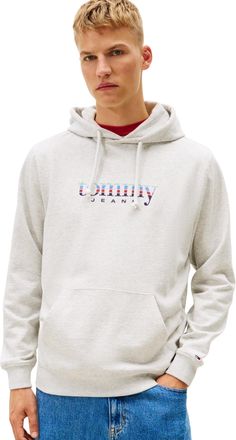 Tommy Jeans Herren TJM Reg Entry DNA Play Hood Dm0Dm22642 Kapuzenpullover, Grey (Ice Grey Heather), L