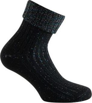 Kindy Mi-chaussettes femme lurex &agrave; revers acrylique