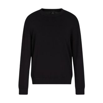 A|X Armani Exchange Rundhals-Pullover aus einfarbiger Viskose mit Rippb&uuml;ndchen - - Knitwear - Herren - Schwarzk - XS