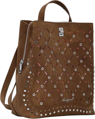 Desigual Femme, Sacs, Brun, Taille: ONE Size Yankee Metal Patch Sumy Mini Backpack