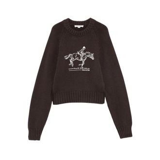 Sporty & Rich SweaT-shirt &agrave; col rond Ws1138300Br - Femme - Pulls - Brun - Taille: 38 FR