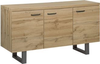Beliani Modernes Sideboard mit 3 Türen Heller Holzfarbton Industrieller Stil Timber
