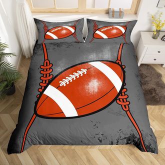 Generic Amerikanischer Fu&szlig;ball Bettw&auml;sche 135x200 Set Kinder Rugby 2 Teilig Bettbezug 135 x 200 cm 3D Bettw&auml;sche-Sets Weiche Bettbezug Ballsport Einzelbettbez