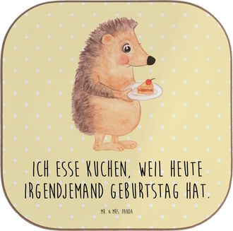 Mr. & Mrs. Panda Untersetzer für Gläser Igel Kuchenstück - Geschenk, Kuchen Backen, Tischuntersetzer, deko, Torte, gläseruntersetzer, Essen Spruch, Coaster, Tassenunte