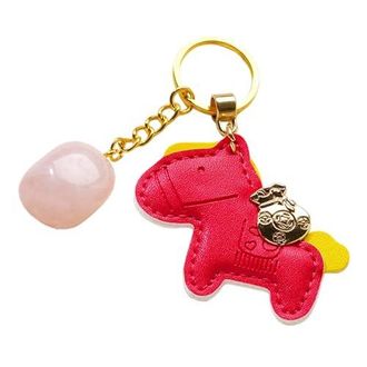 Generic Porte-cl&eacute;s en cuir synth&eacute;tique avec pendentif cheval pour homme, femme, gar&ccedil;on, adolescent, mari, fils, Rouge, Refer to description
