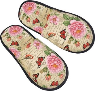 Generic Unisex Pantoufles Femmes Roses Papillon Chaussures Respirant Chaussons en Peluche pour Maison Ext&eacute;rieur Homme M