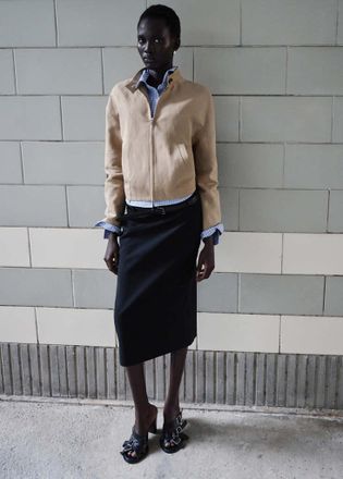 Mango Veste lin col officier beige - Femme - XS - MANGO