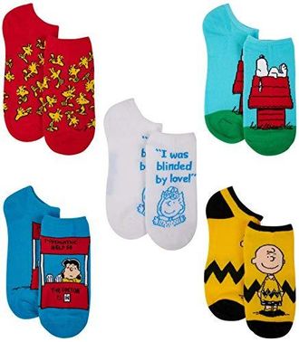 Peanuts Chaussettes décontractées pour femme, Multicolore (noir/blanc/rose/jaune), M