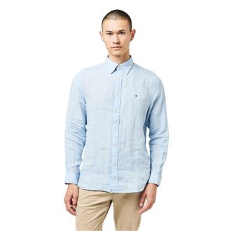 Tommy Hilfiger Hemd f&uuml;r Herren, Leinen, Regul&auml;r, Lang&auml;rmlig (Lebhaftes Blau)