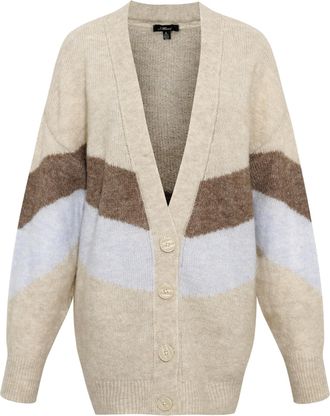 Mavi Damen Buttoned Cardigan Stripe, Taupe Grey Stripe, XS