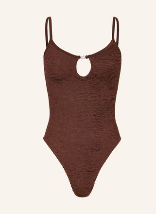 Hunza G Badeanzug Mia Mit Schmuckperlen braun