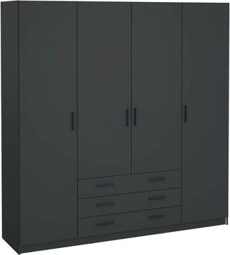 Dmora Dmora - Großer Kleiderschrank Epipola, Schlafzimmermöbel, Schrank, Garderobe, 196x50 h200 cm, Grau