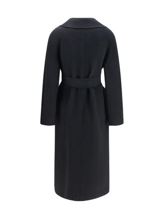 Max Mara Womens Long Robe Coat Wool, Cashmere And Silk Nero