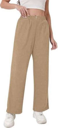 Generico Pantalon de sport pour femme, taille haute, pantalon long, jambe large, pantalon de sport, combinaison avec poches d&eacute;contract&eacute;es, confortable athl&eacute;tis