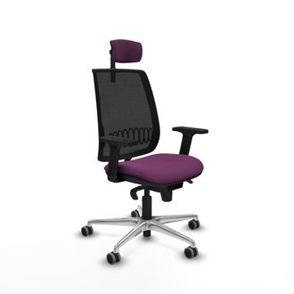 Piqueras y Crespo Alares Hochstuhl mit 2D-Armlehnen, h&ouml;henverstellbare Lendenwirbelst&uuml;tze und h&ouml;henverstellbares Kopfteil, Schwarz / Violett
