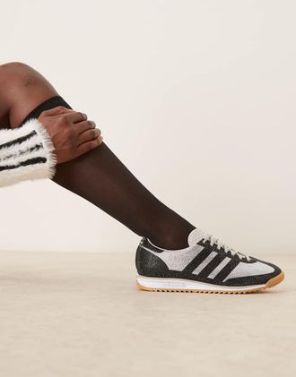 adidas Originals SL 72 Baskets &agrave; strass - Blanc et noir