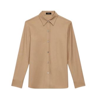 Theory Gerades Hemd aus elegantem Flanell - - Blouses & Shirts - Damen - Braun - M