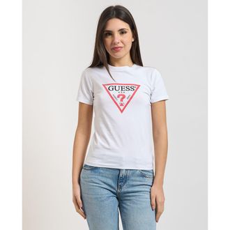 Guess T-shirt Col Rond Manches Courtes Slim Iconic femme Jeans