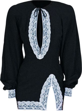 Rowen Rose Kleid mit Schnürung und Spitze - Schwarz