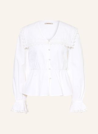 Barbour Bluse Mit Spitze Und R&uuml;schen weiss