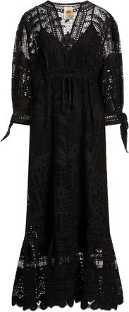 Farm Rio MORADA BOA BLACK GUIPIRE MAXI DRESS
