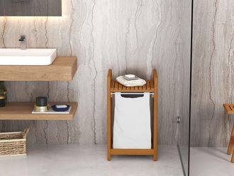 Destiny Wäschebox SPA & Living Wäschesammler mit Holzgestell 43x41x75 cm Teak