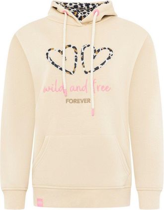 Zwillingsherz Hoodie FOREVER wild zwei gestickte Herzmotive, Leo-Design, Kapuze, K&auml;ngurutasche
