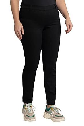 Ulla Popken Jeggings Overdyed mit Gürtelschlaufen Pantalon, Schwarz (Schwarz 10), 33W / 32L Femme