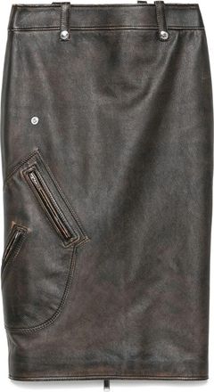 Alexander McQueen Leather Pencil Skirt