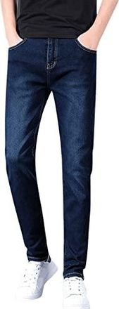 Generic Jean Slim Homme Taille Haute- Pantalon De Travail Droit Confortable Chaud Décontracté Classiques Passe-Partout Chic De Tous Les Jours Extérieur Doux C