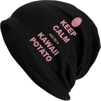 Generic Femme Homme Hiver Chapeaux Restez Calme Et Soyez Une Patate Kawaii Bonnets De Ski Doux Bonnets Tricot&eacute; Chaud Bonnet dhiver pour Quotidien Ski Hiver
