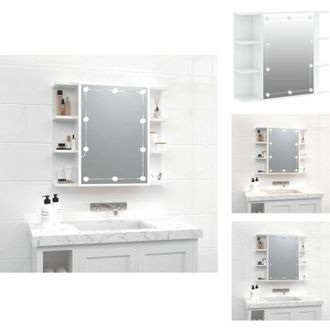 vidaXL Spiegelschrank mit led Hochglanz-Wei&szlig; 70x16,5x60 cm - Spiegelschrank - LED-Spiegel - Badezimmerm&ouml;bel - Wandspiegel - Kosmetikspiegel