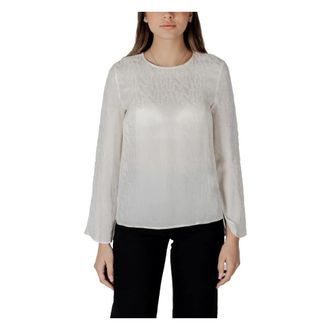 A|X Armani Exchange Bluse aus Satin mit durchgehendem Logo - - Blouses & Shirts - Damen - Beige - XS