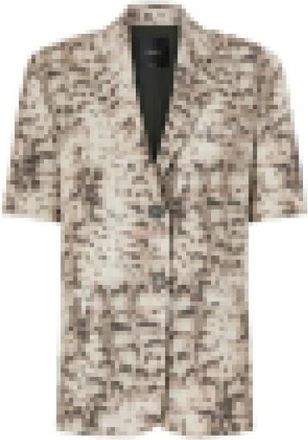 Pinko Pinko, Femme, Vestes, Beige, Taille: 36 FR Veste &agrave; Manches Courtes avec Imprim&eacute; Serpent