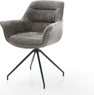 DELIFE Esszimmerstuhl Kaira-Flex Boucl&eacute; Soft Schlamm Kreuzgestell konisch Schwarz, Esszimmerst&uuml;hle