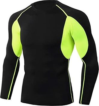 Generic T-shirts de compression &agrave; manches longues pour homme - S&eacute;chage rapide - Pour la gym, la course &agrave; pied, le fitness, lentra&icirc;nement,T-Shirts Manches Long